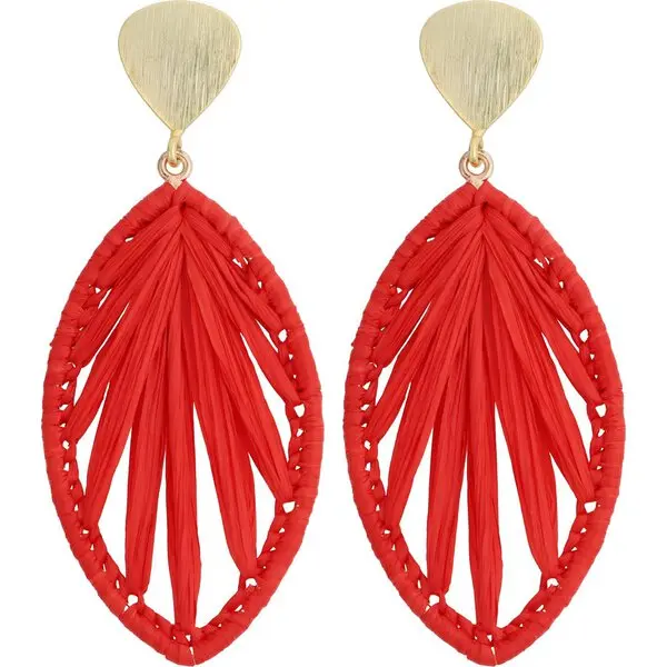 PANACEA Rattan Marquise Drop Earrings - Red
