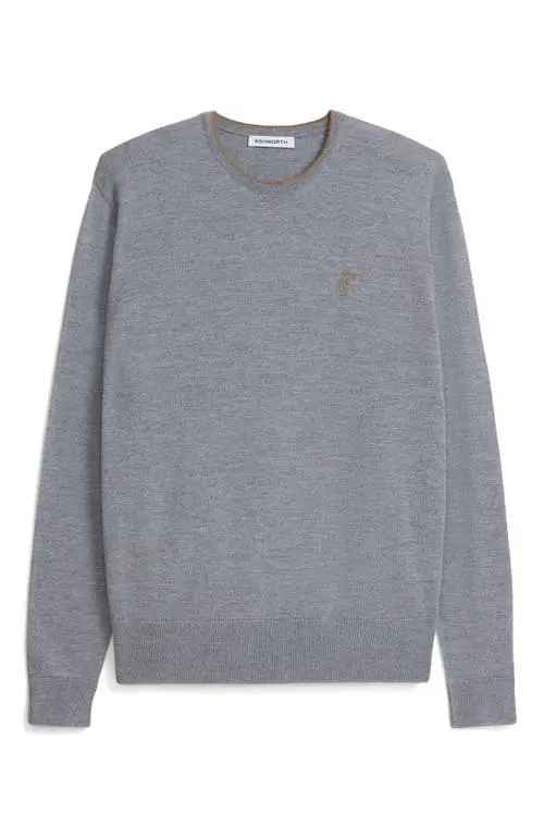 ASHWORTH GOLF Extrafine Merino Crewneck Sweater - Silver
