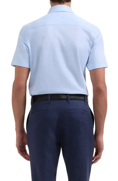 Bugatchi Miles Ooohcotton® Space Dye Short Sleeve Button-up Shirt - Ice