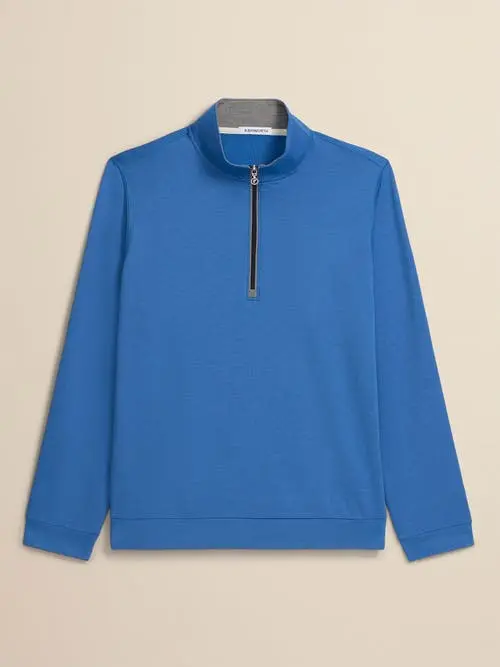 ASHWORTH GOLF French Terry Vintage Patch 1/4 Zip - Cobalt