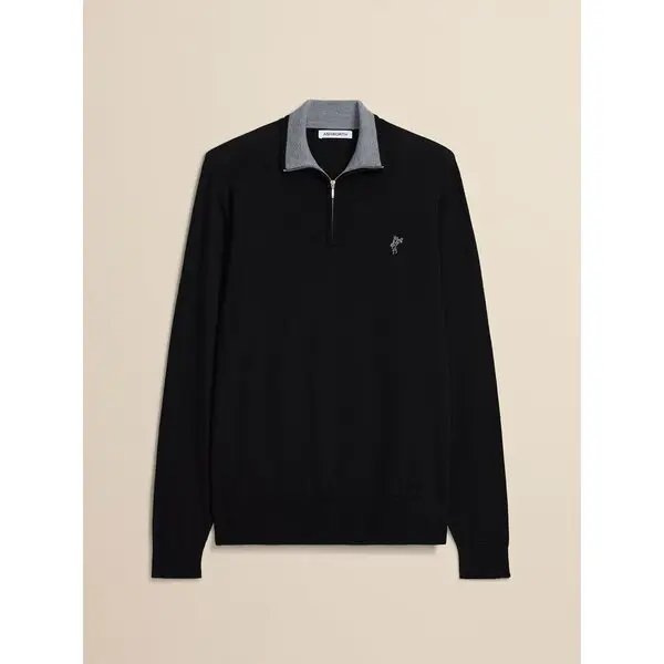 ASHWORTH GOLF Extrafine Merino 1/4 Zip Sweater - Black