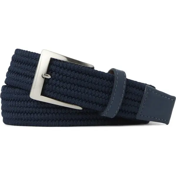 ASHWORTH GOLF Solid Stretch Belt With Leather Tips - Navy