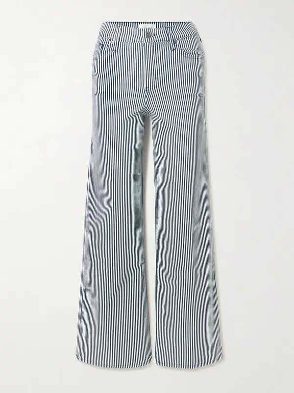 FRAME Le Slim Palazzo Striped Mid-rise Straight-leg Jeans - Blue