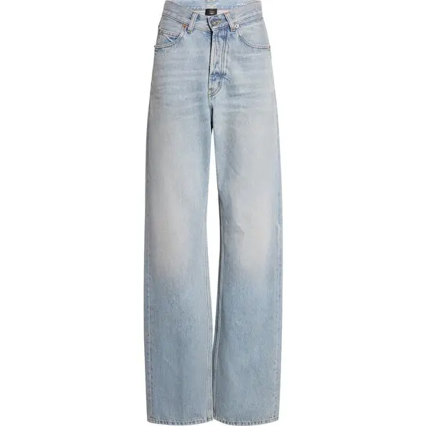 Saint Laurent Long V-waist Denim Wide Leg Jeans - Michigan Blue