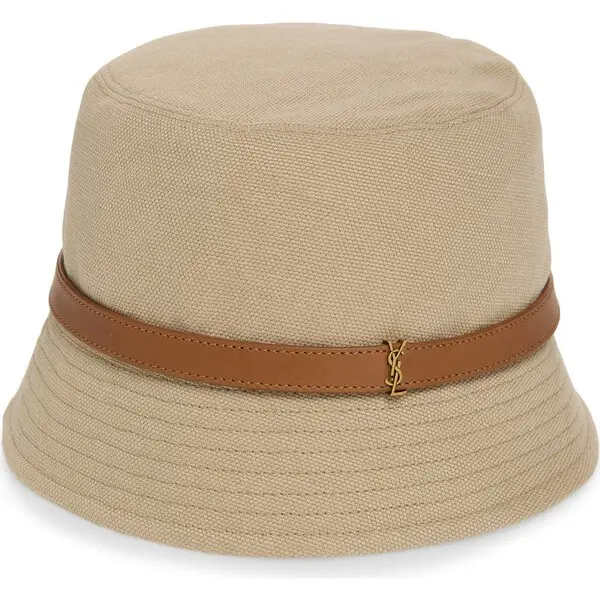 Saint Laurent Linen & Cotton Canvas Bucket Hat - Beige/light Brown