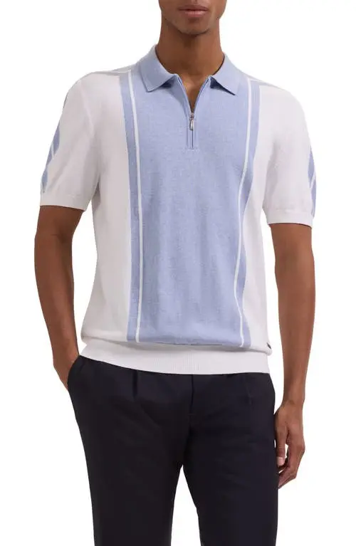 Bugatchi Quarter Zip Polo Sweater - Air Blue