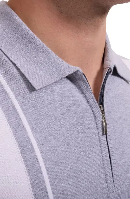 Bugatchi Quarter Zip Polo Sweater - Platinum