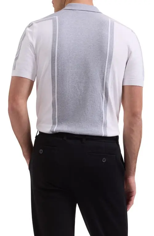Bugatchi Quarter Zip Polo Sweater - Platinum