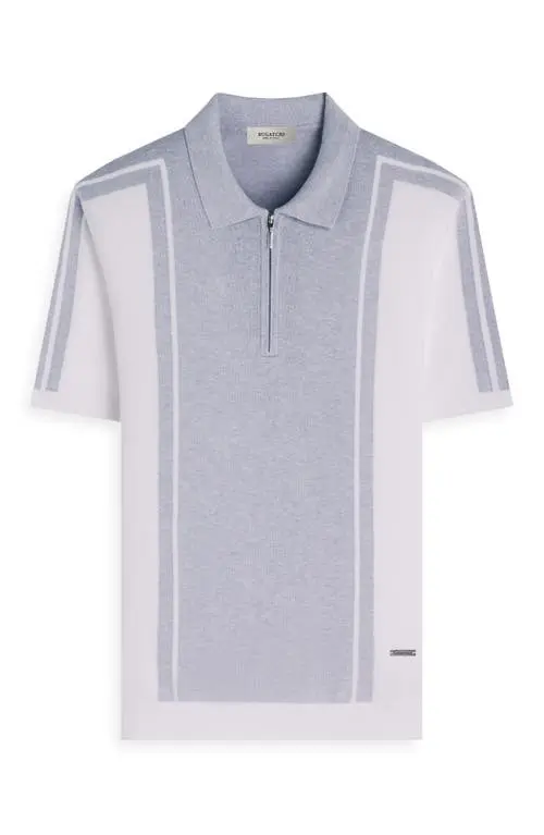 Bugatchi Quarter Zip Polo Sweater - Platinum