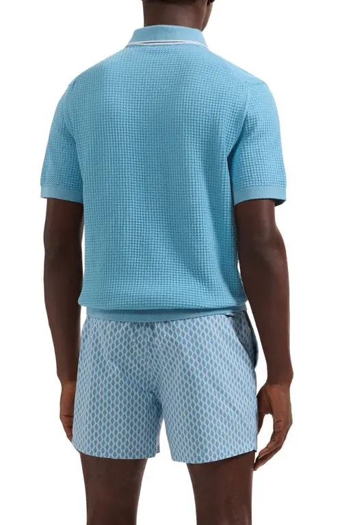 Bugatchi Waffle Stitch Polo Sweater - Teal