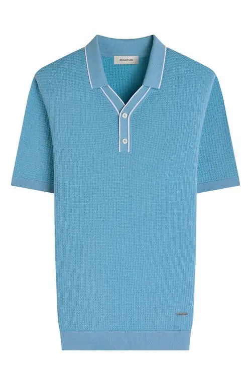 Bugatchi Waffle Stitch Polo Sweater - Teal