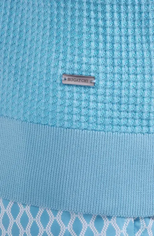 Bugatchi Waffle Stitch Polo Sweater - Teal