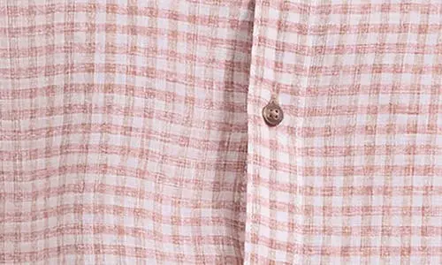 Bugatchi Karl Shaped Fit Gingham Check Linen Button-up Shirt - Brick