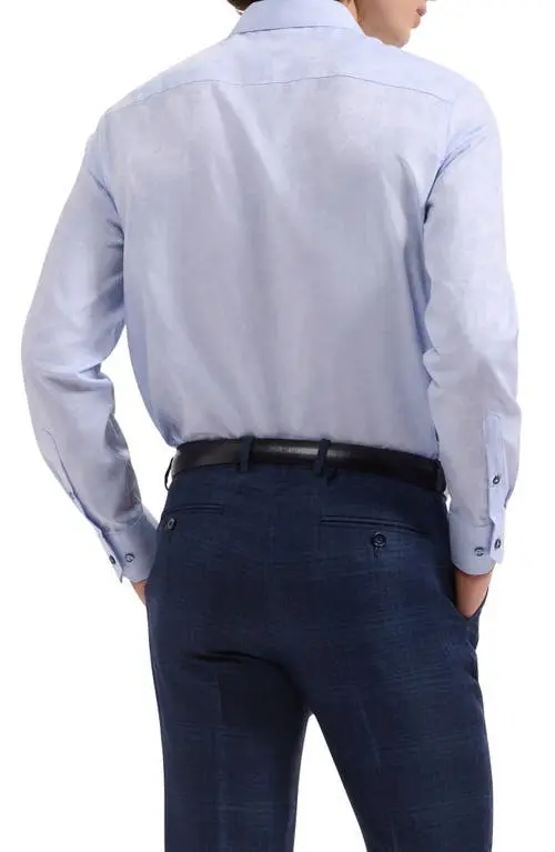 Bugatchi Axel Shaped Fit Floral Jacquard Button-up Shirt - Sky