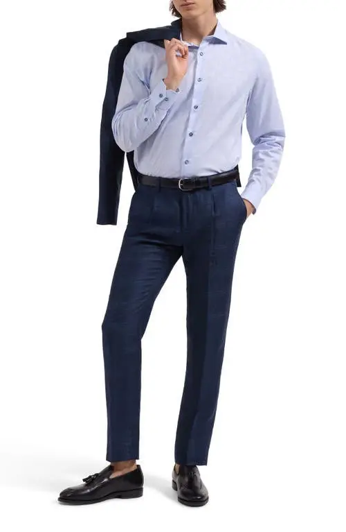 Bugatchi Axel Shaped Fit Floral Jacquard Button-up Shirt - Sky