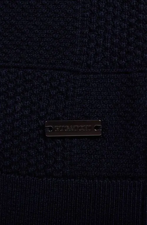 Bugatchi Checkerboard Stitch Polo Sweater - Navy