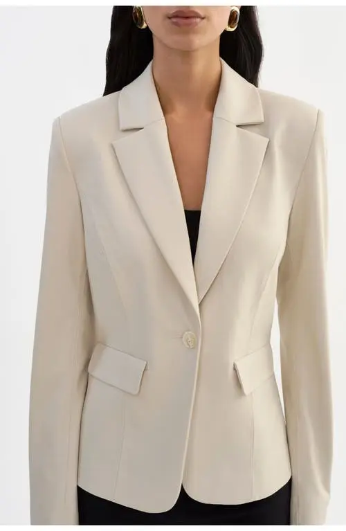 LAMARQUE Faux Leather Fitted Blazer - Bone
