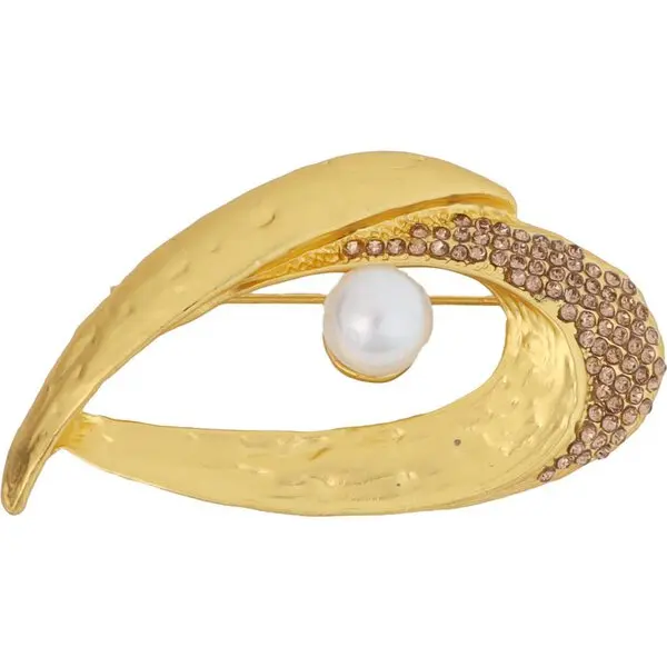 PANACEA Pavé Faux Pearl Brooch - White