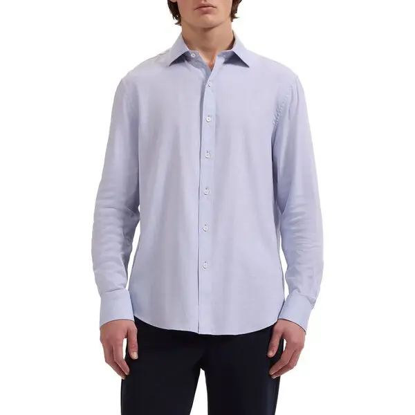 Bugatchi Axel Trim Fit Solid Cotton Blend Button-up Shirt - Air Blue