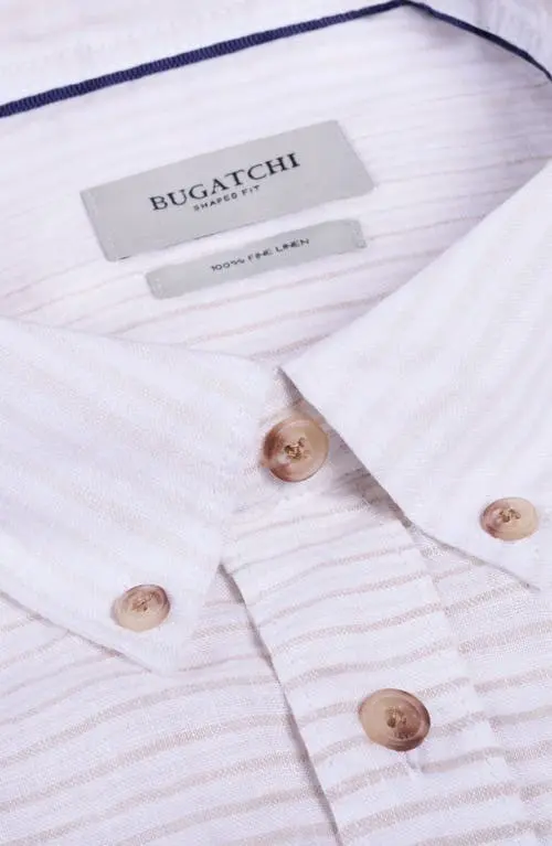 Bugatchi Austin Shaped Fit Gradient Stripe Linen Button-down Shirt