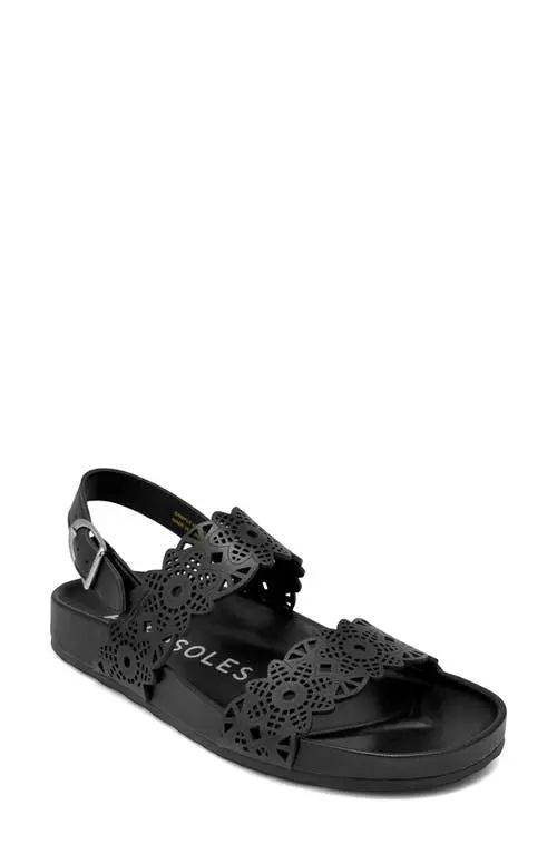 Aerosoles Lily Perforated Slingback Sandal - Black Perf Fx Nappa