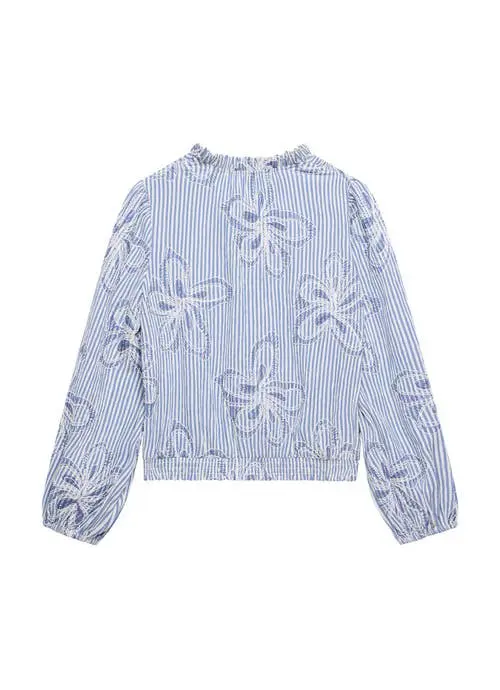 Mint Velvet Striped Embroidered Floral Blouse