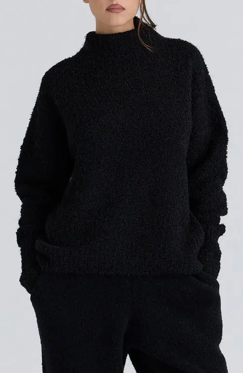 House Of Cb Brooklyn Bouclé Funnel Neck Sweater - Black