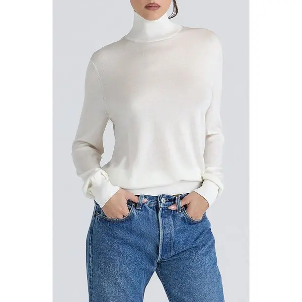 House Of Cb Angel Silk & Wool Blend Mock Neck Sweater - Ivory