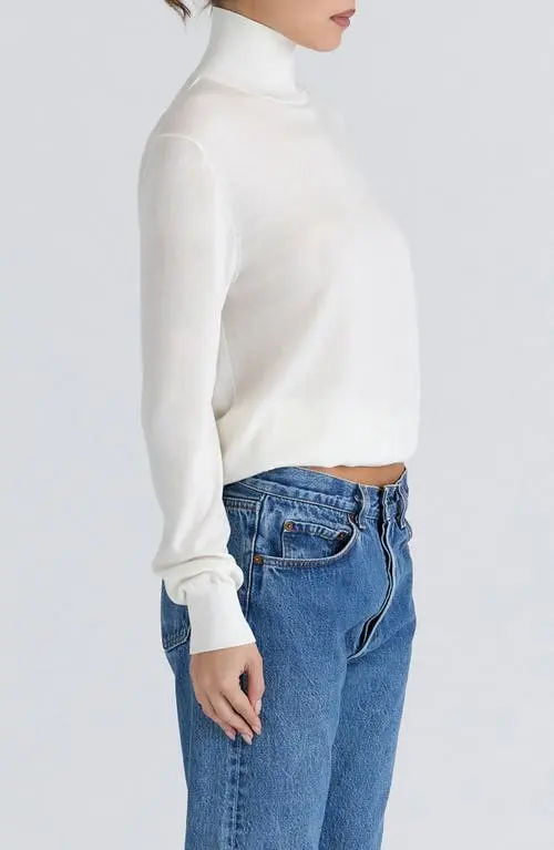House Of Cb Silk And Wool Blend Mock Neck Sweater