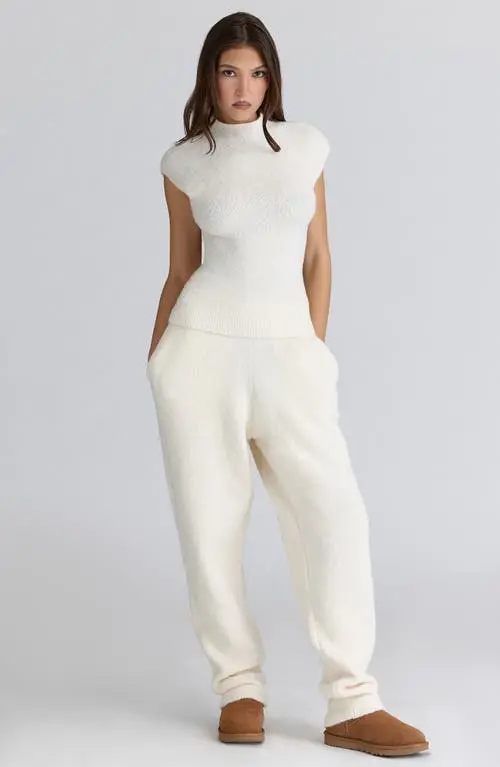 House Of Cb Geena Bouclé Knit Pants - Ivory