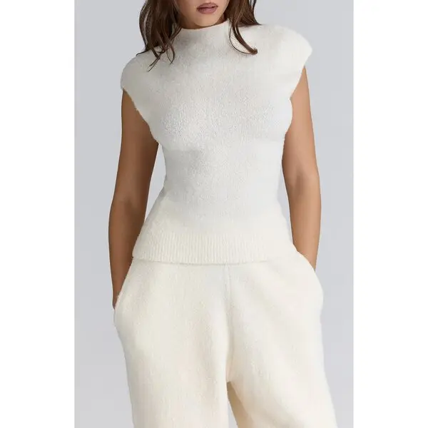 House Of Cb Caia Fluffy Knit Top - Ivory