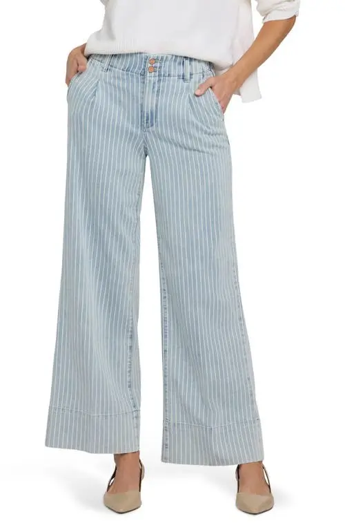 NYDJ Simone Stripe High Waist Wide Leg Jeans - Azure Stripe