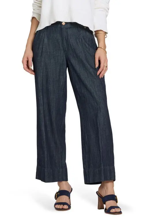 NYDJ Teresa Pleated High-waist Wide-leg Ankle Jeans