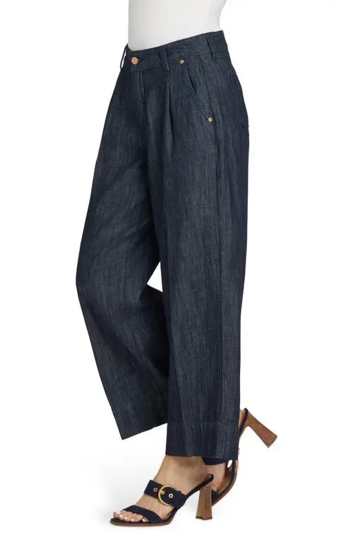 NYDJ Teresa Pleated High-waist Wide-leg Ankle Jeans