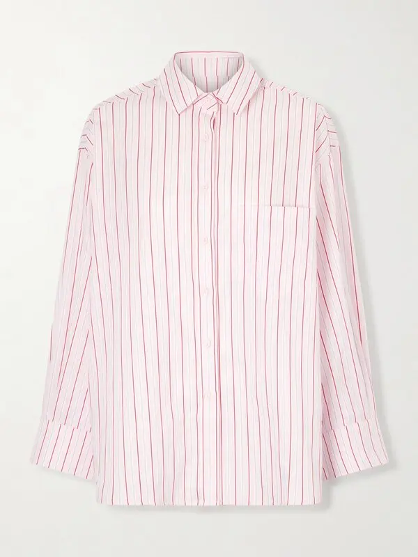 Faithfull The Brand Angelo Oversized Striped Cotton-poplin Shirt - Pink
