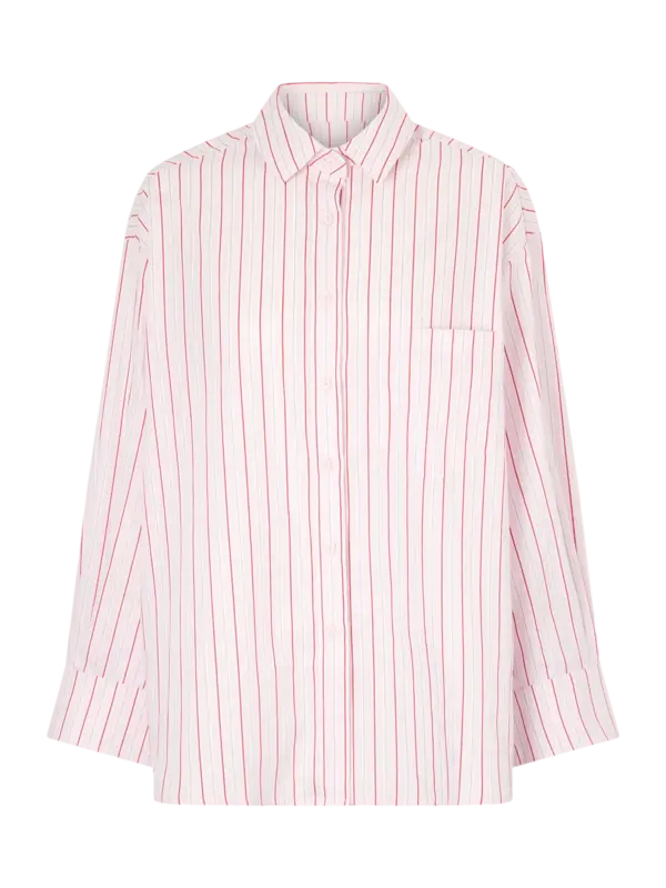Faithfull The Brand Angelo Oversized Striped Cotton-poplin Shirt - Pink