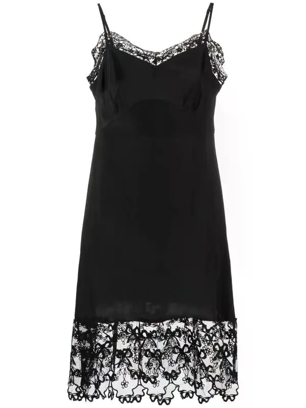 Simone Rocha Sleeveless Lace-hem Dress - Black