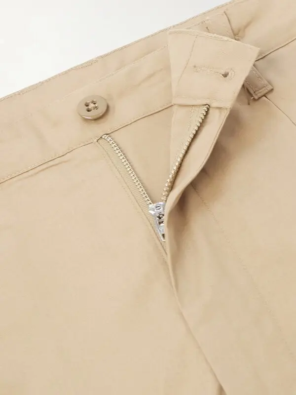 MONITALY Wide-leg Cropped Pleated Cotton Trousers