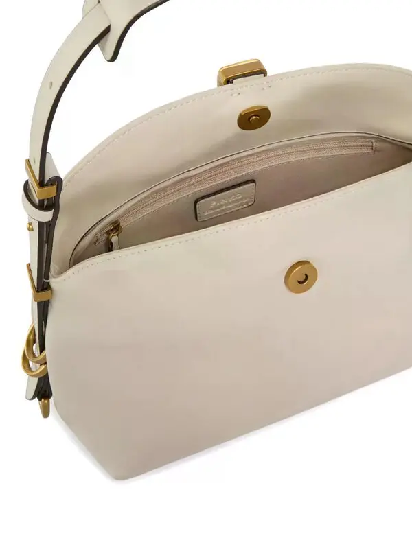 Pinko Small Leather Shoulder Bag With Top Handle And Adjustable Strap - Neutrals