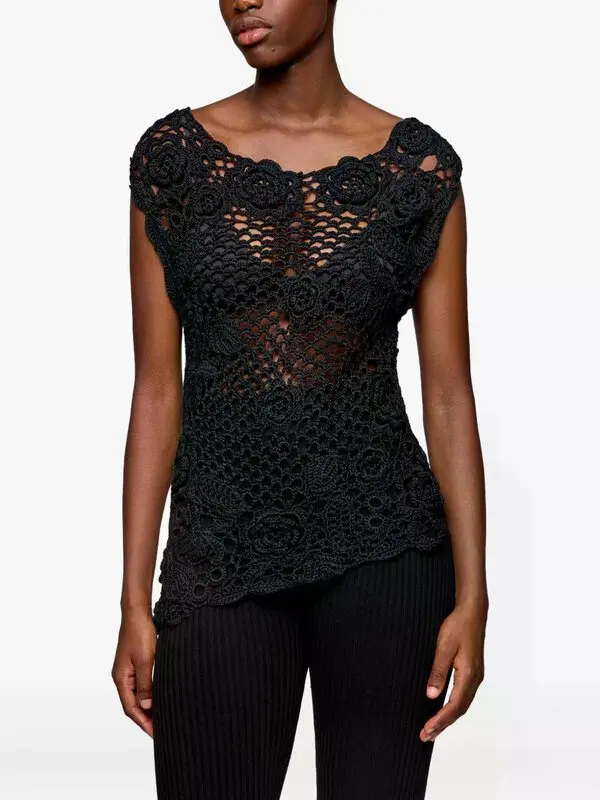 GANNI Crochet Floral Knit Top