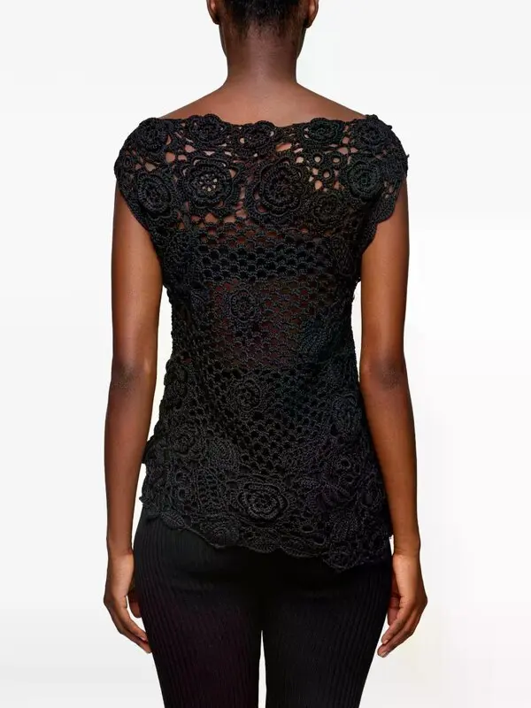 GANNI Crochet Floral Knit Top