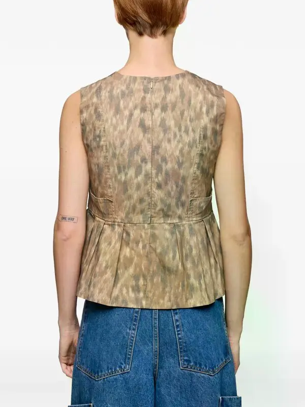 GANNI V-neck Sleeveless Pleated Blouse