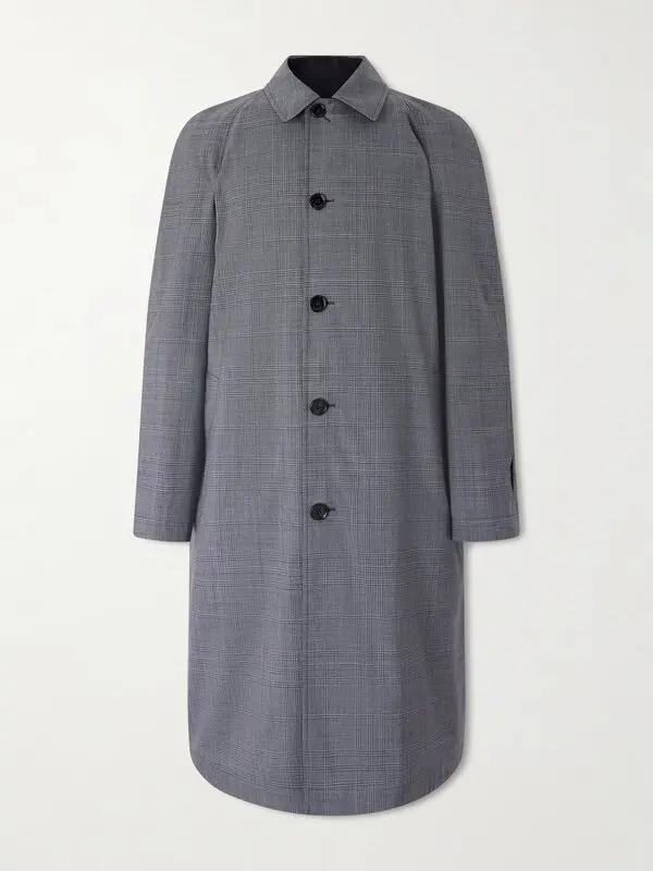 Burberry Prince Of Wales Checked Virgin Wool Car Coat - Gray