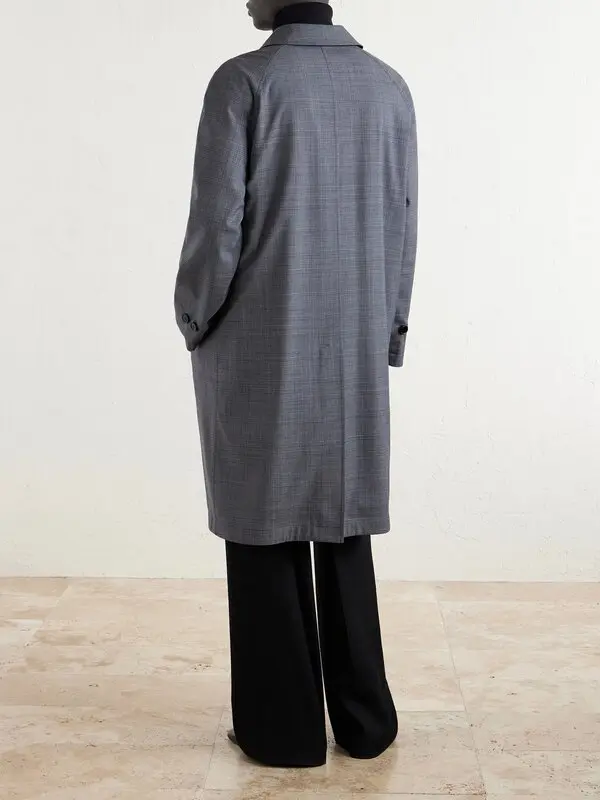 Burberry Prince Of Wales Checked Virgin Wool Car Coat - Gray