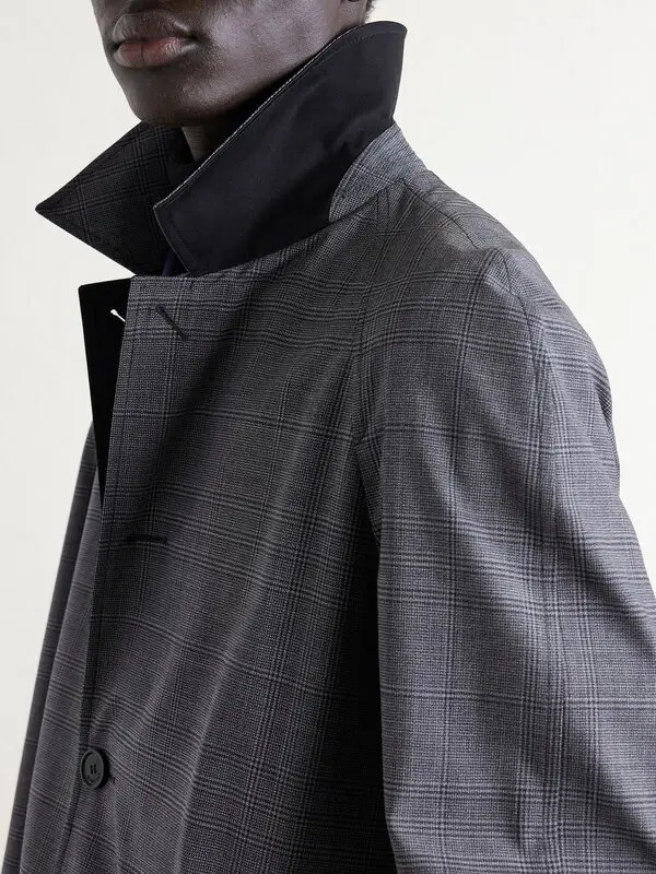 Burberry Prince Of Wales Checked Virgin Wool Car Coat - Gray