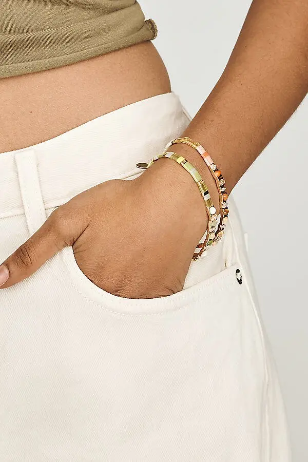 Anthropologie Beaded Stretch Bracelet - Lime