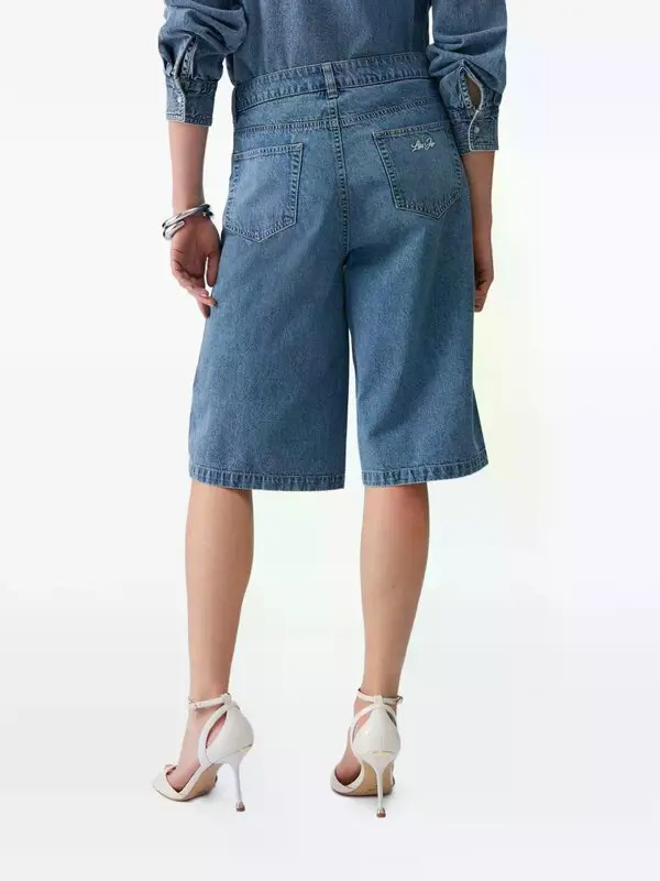 Liu Jo Embroidery Stone-wash Denim Shorts - Blue