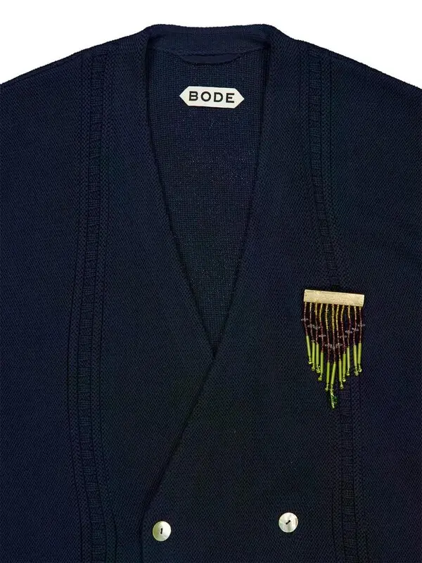 BODE Logo-detail Double-breasted Cardigan - Blue