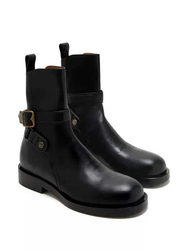 Burberry Leather Jodphur Boots With B Buckle Strap