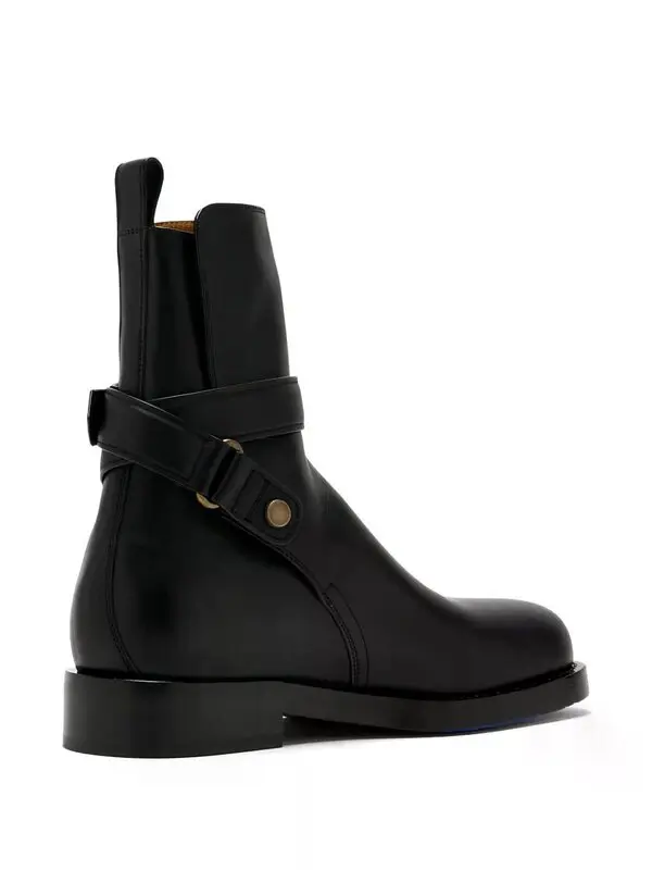 Burberry Leather Jodphur Boots With B Buckle Strap